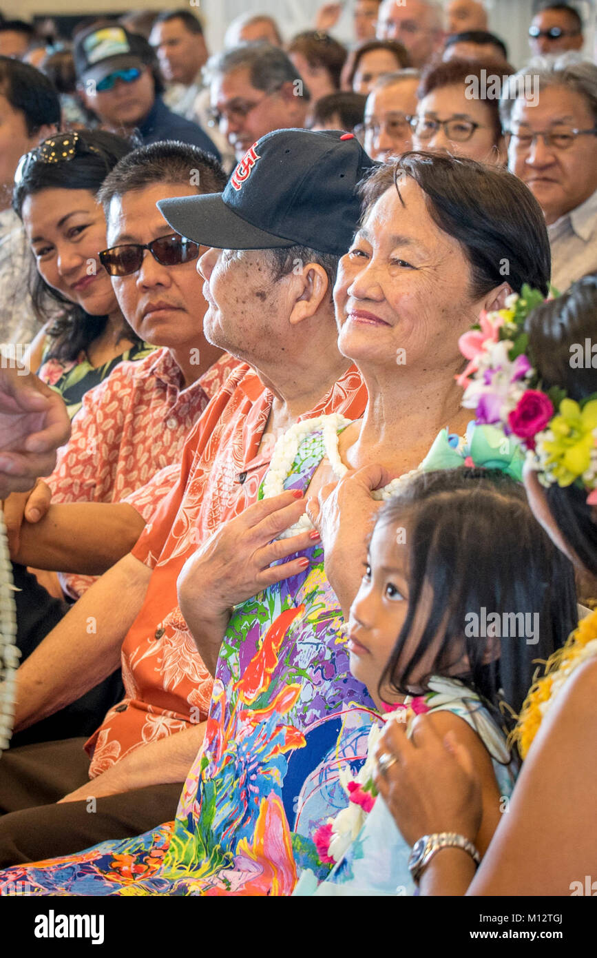 A lei is presented during the 29th Infantry Brigade Combat Team change ...