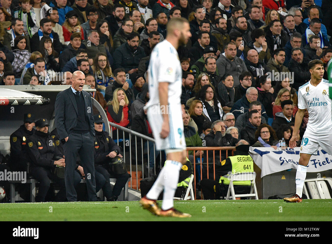 Madrid, Spain. 24th Jan, 2018. Real Madrid coach Zinedine Zidane ...