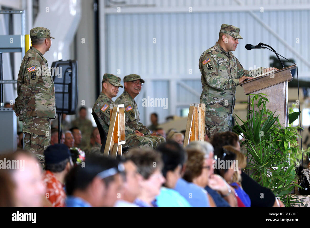 Col. Moses S. Kaoiwi, Jr. delivers remarks during the 29th Infantry ...