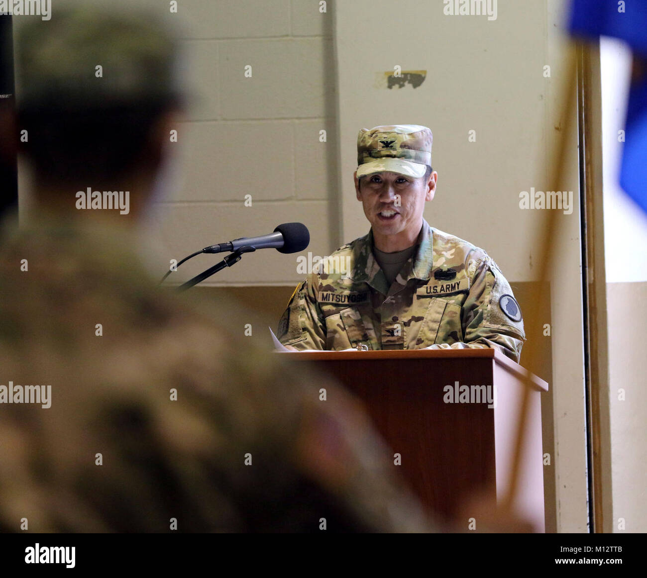 U.S. Army Col. Neal S. Mitsuyoshi delivers remarks during the ...