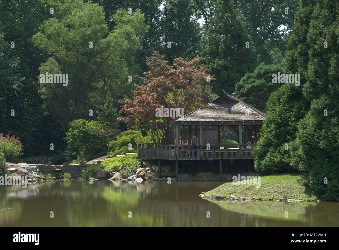 Overlook on Pond at Brookside Gardens in Maryland Stock Photo - Alamy