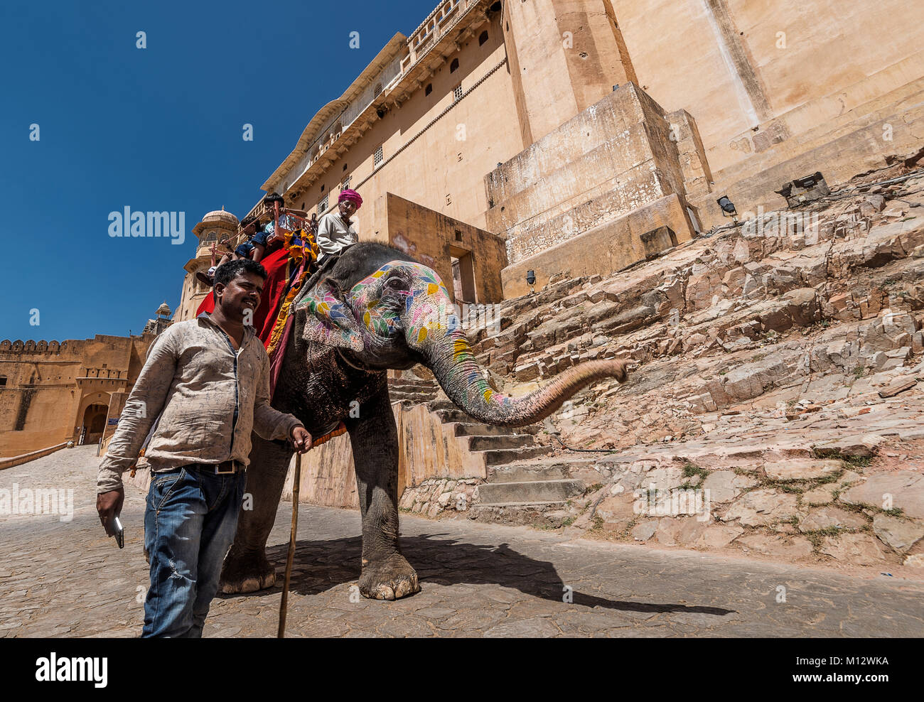 Elephant ride to reach top of Amber fort, Jaipur, India Stock Photo - Alamy