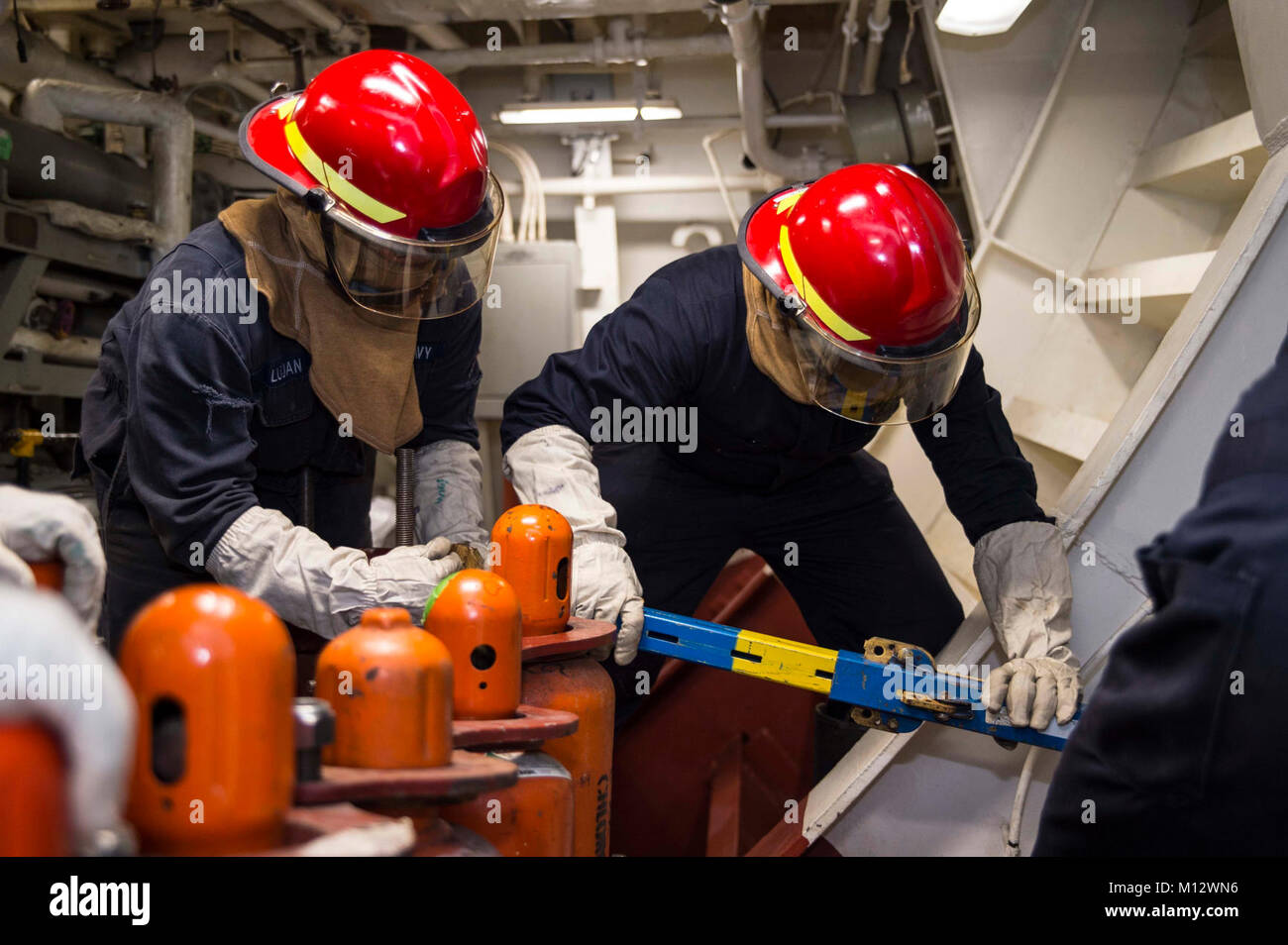 SASEBO, Japan (Jan. 17, 2018) Damage Controlman Fireman Cody Haas ...