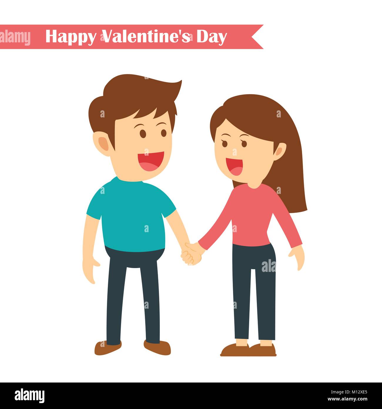 characters couples holding hands in happy valentines day isolated on ...
