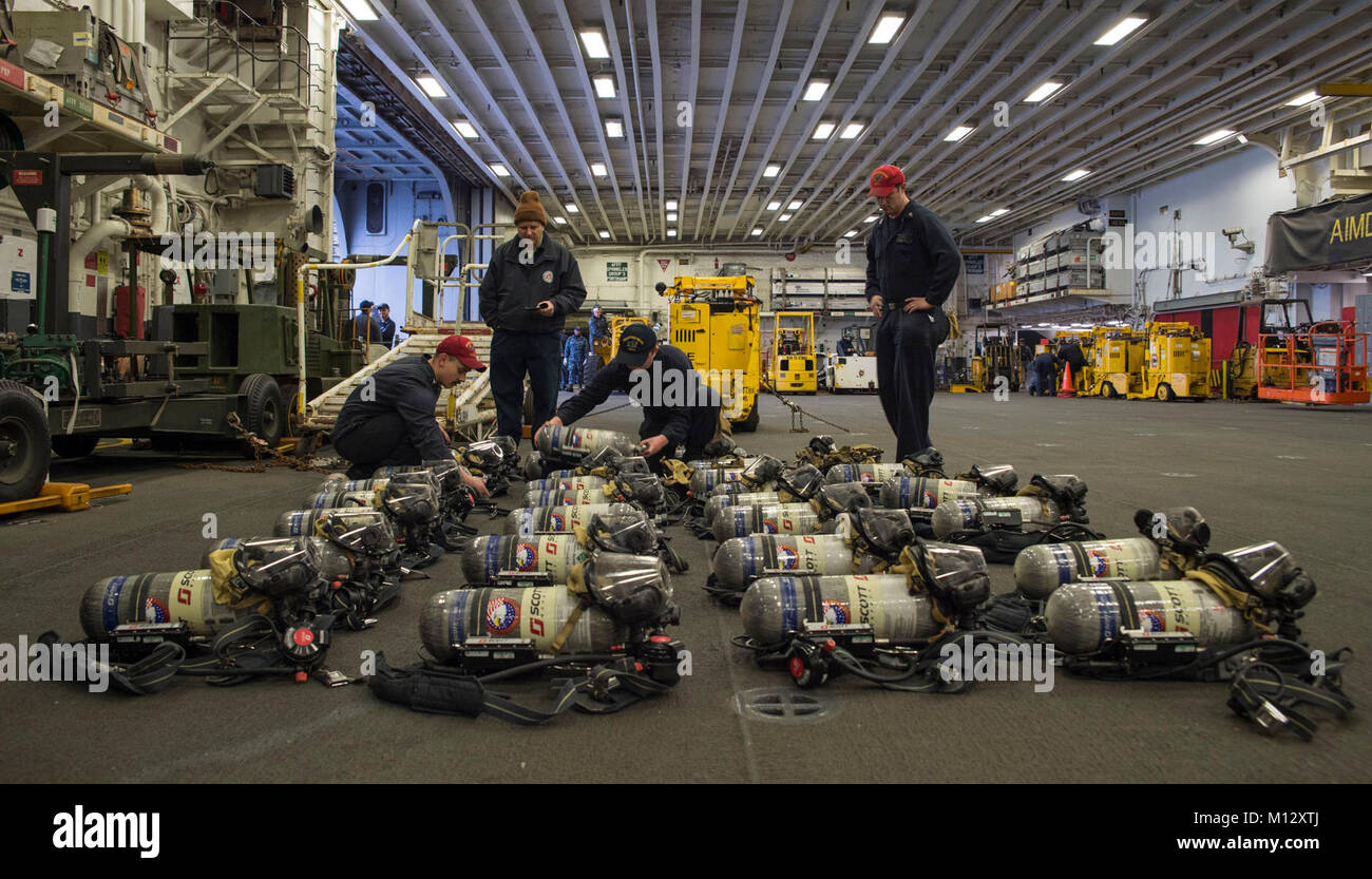 SASEBO, Japan (Jan. 22, 2018) Sailors assigned to the amphibious ...