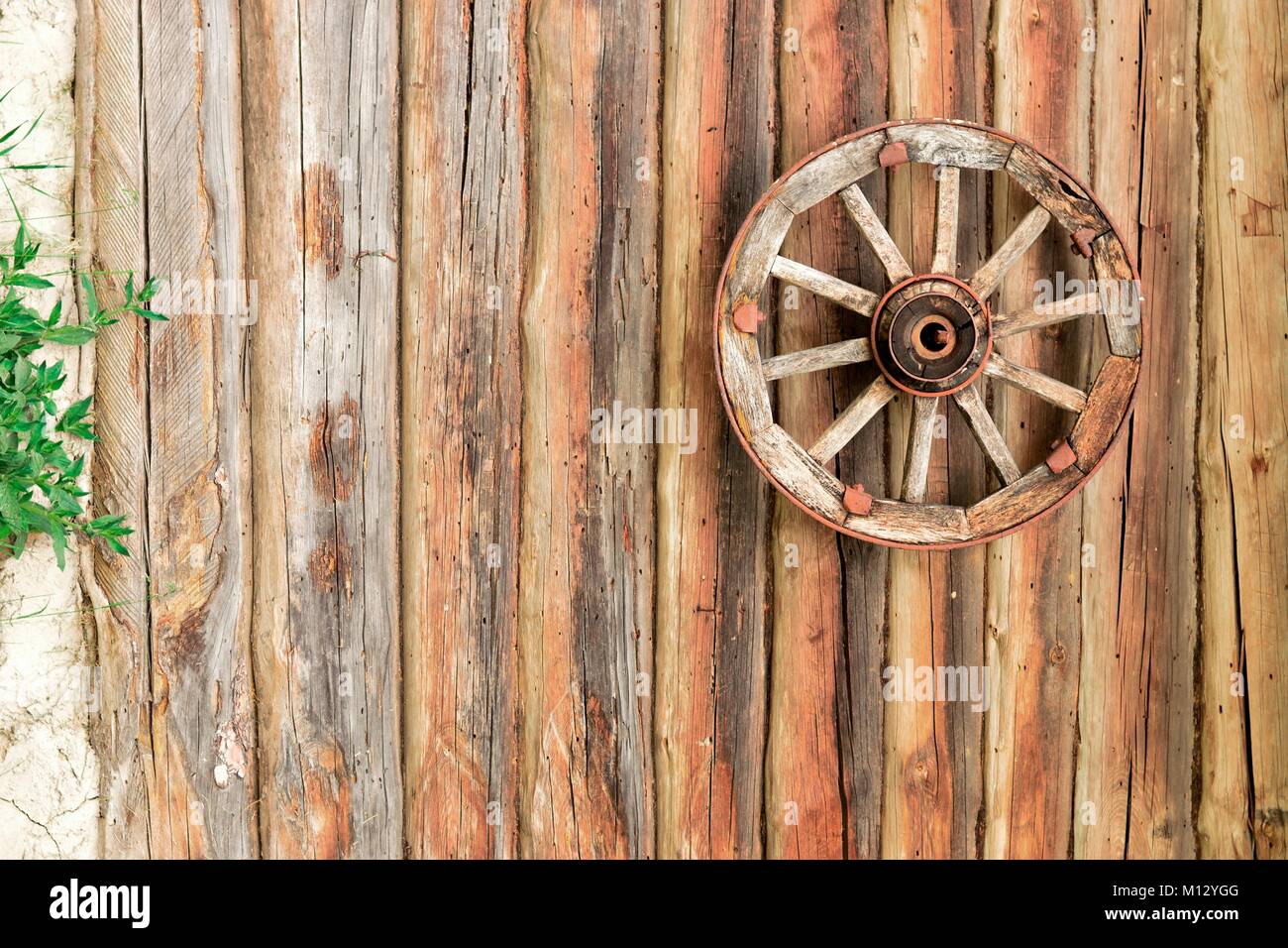 Old wheel on log hi-res stock photography and images - Alamy