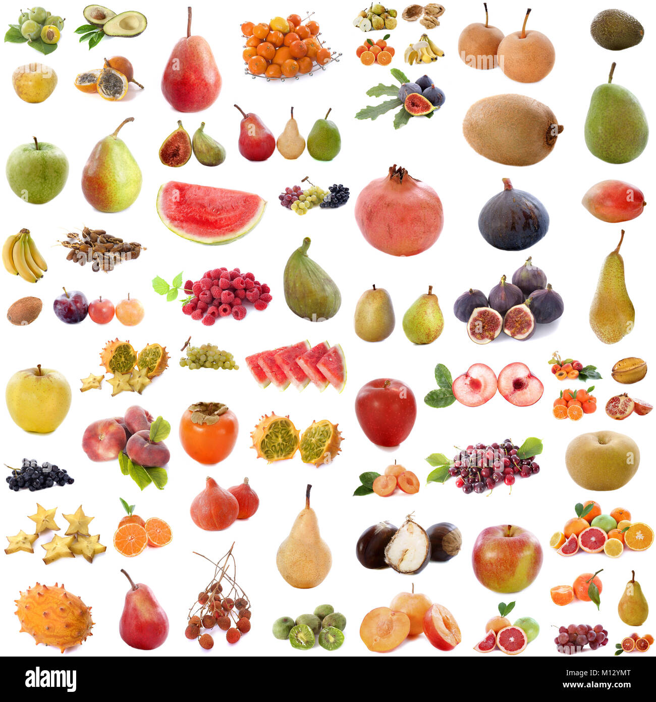 group of fruits in front of white background Stock Photo - Alamy