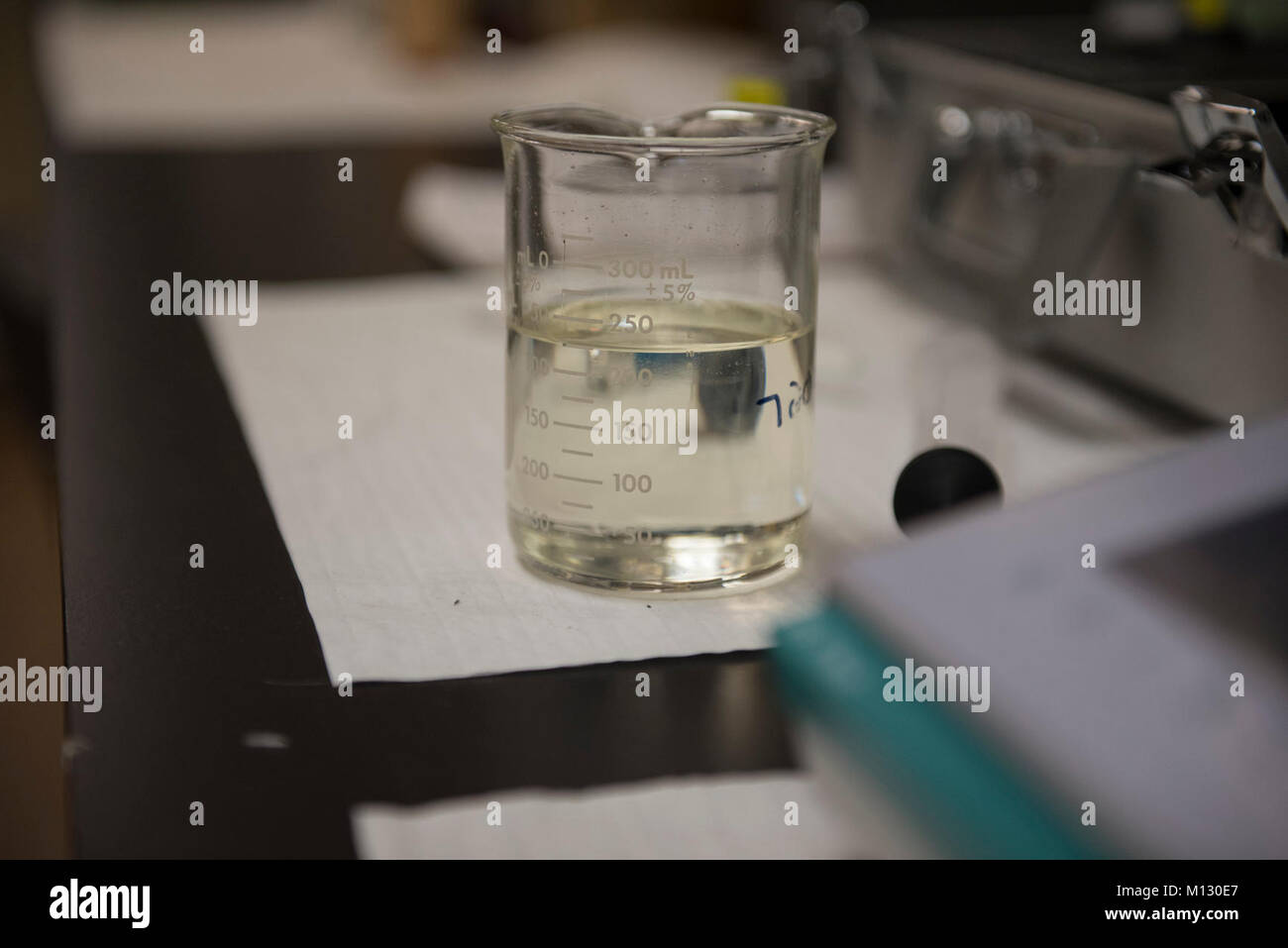 A fuel sample awaits use for micro-separometer testing Jan. 24, 2018 ...