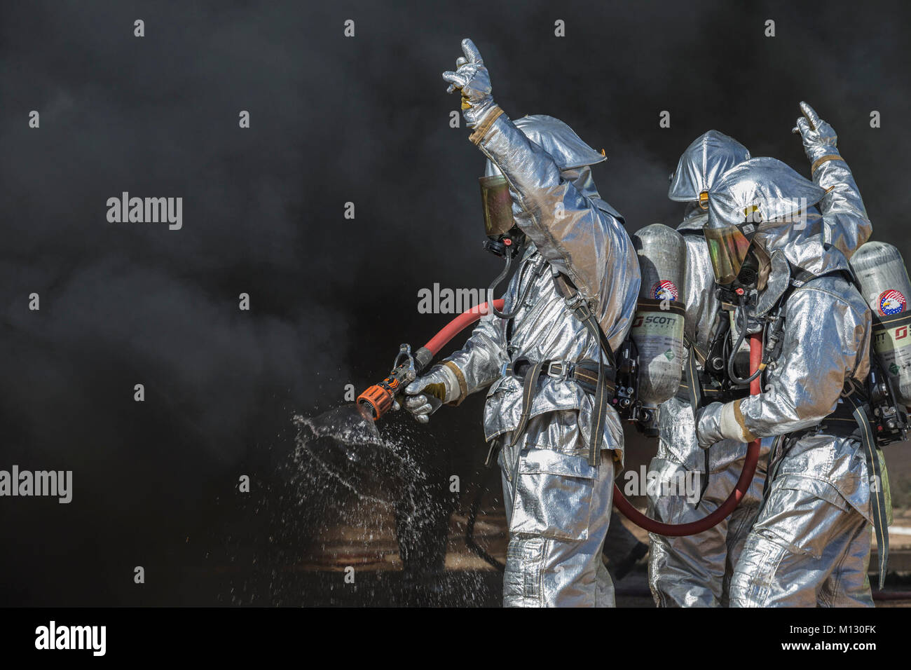 U.S. Marine Aircraft Rescue Firefighters with Marine Wing Support ...