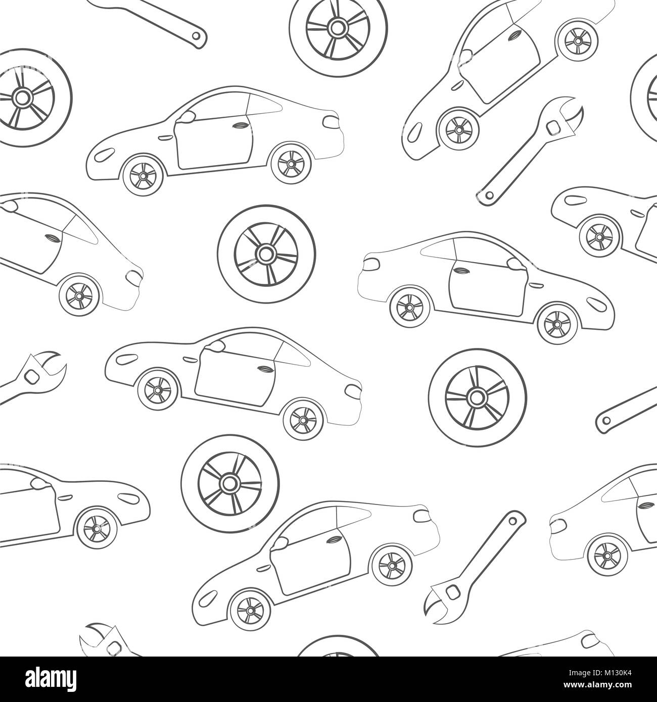 Car service. Seamless texture on a white background Stock Vector Image ...