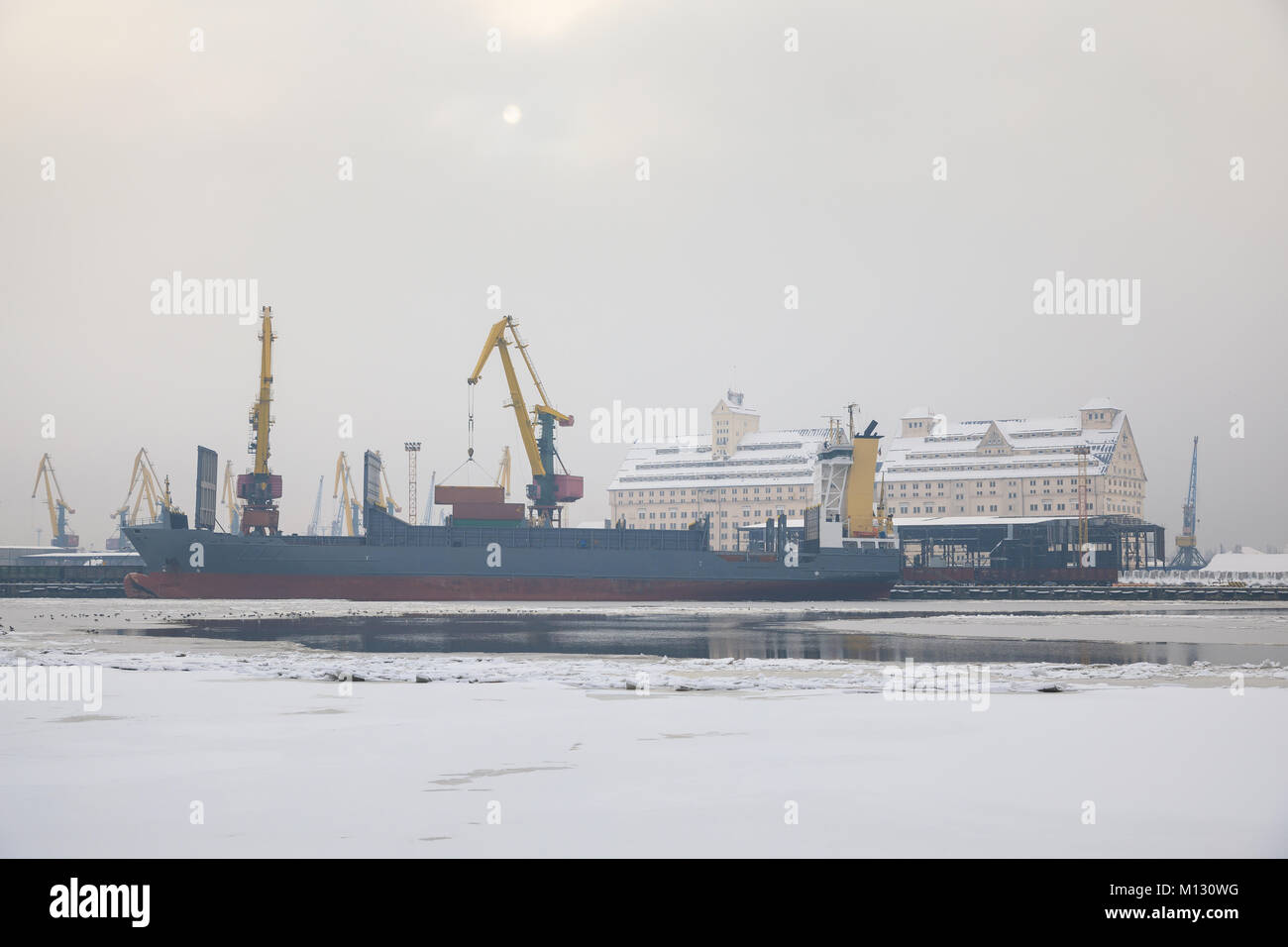 The port of Kaliningrad in the cold winter Stock Photo - Alamy