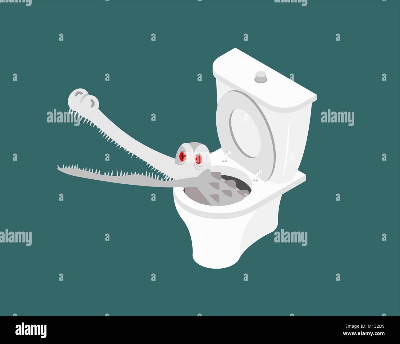 Albino Alligator in toilet. White Crocodile in sewer. Monster wild ...
