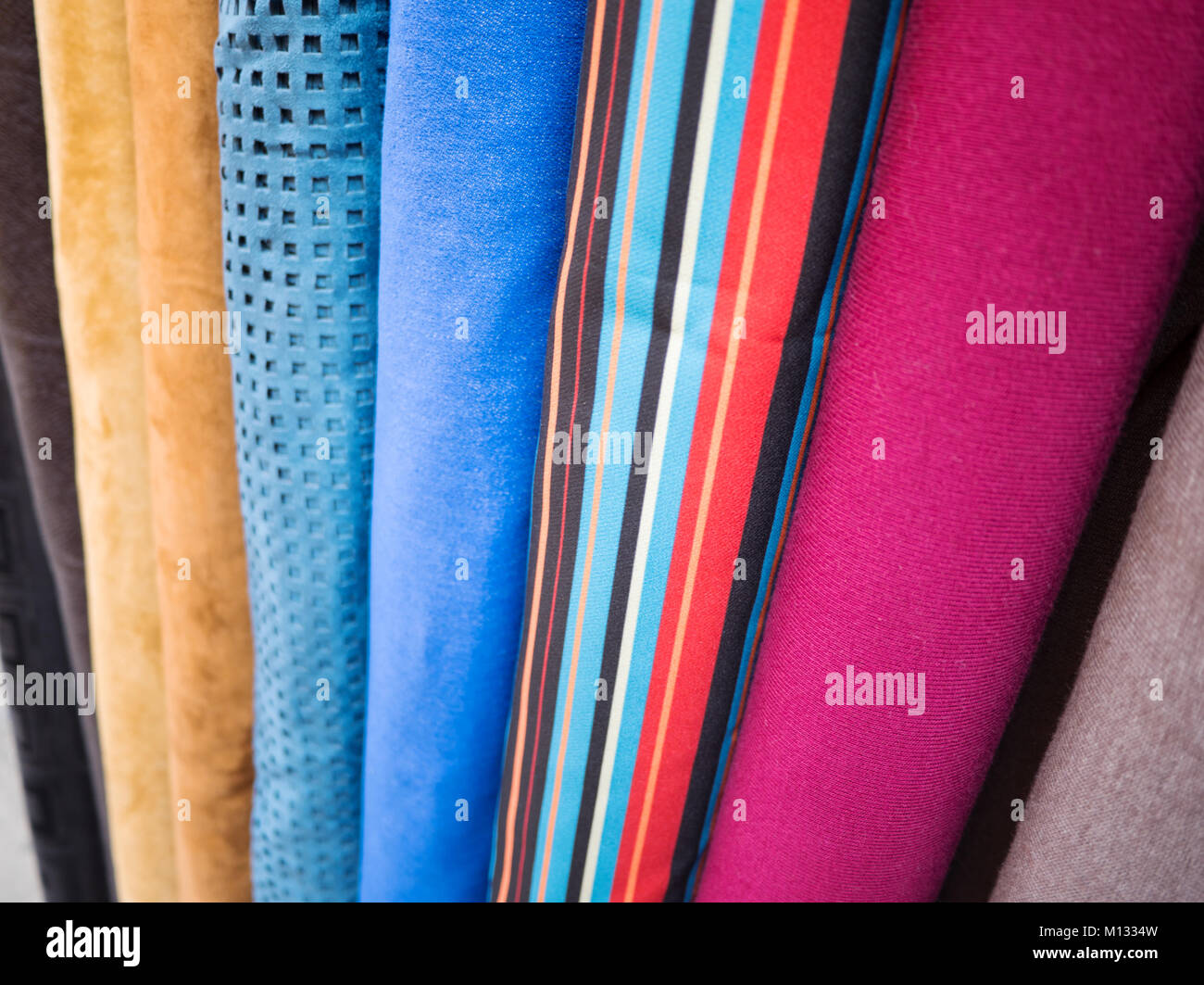 Variety of textiles with different colors and design Stock Photo - Alamy