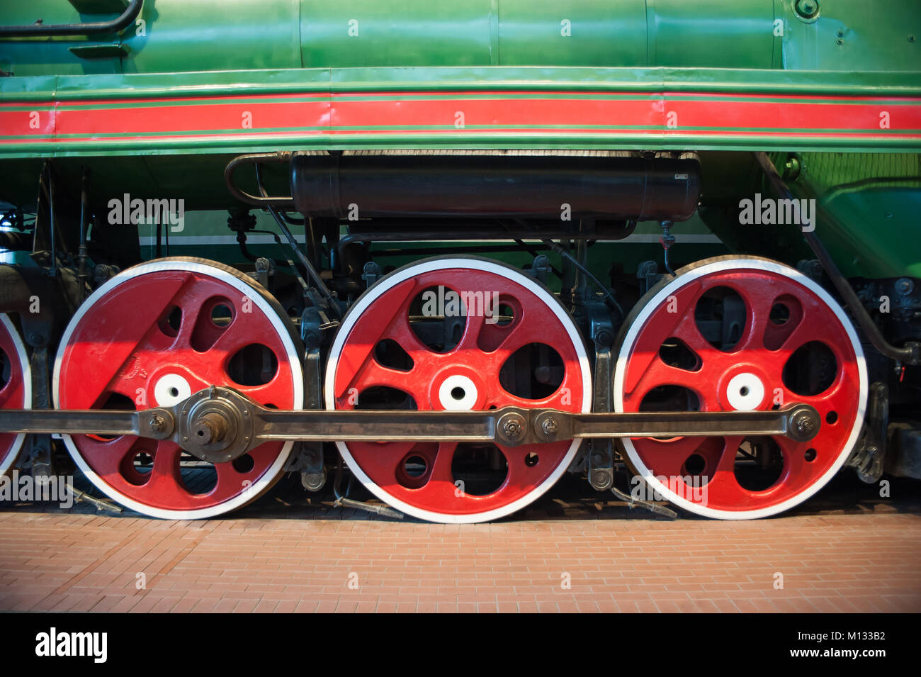 Steam locomotive wheels close up Stock Photo - Alamy