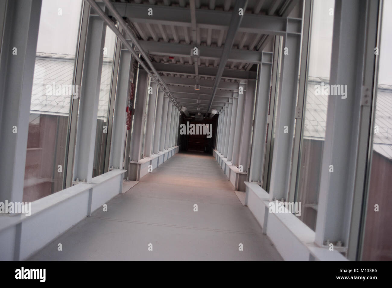 Corridor in interior ceiling and windows inside building hi-res stock ...