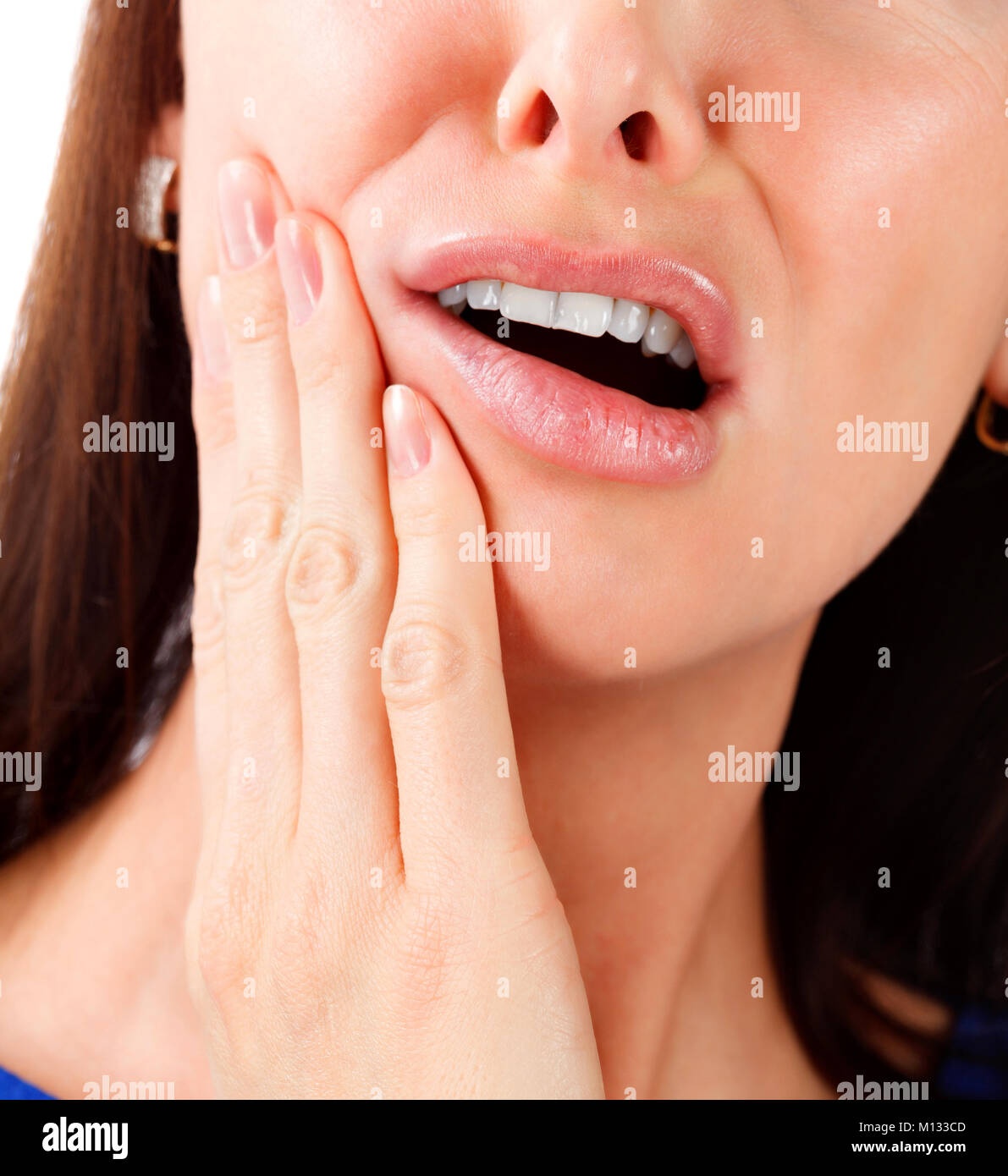 Closeup shot of beautiful young woman suffering from toothache Stock ...
