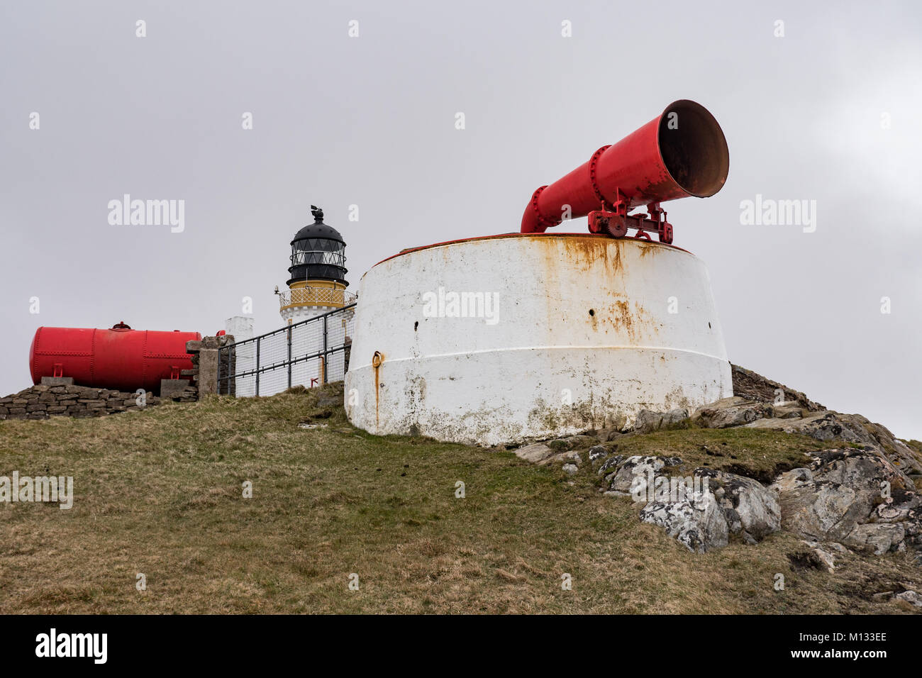 The decommissioned foghorn at Cape Wrath lighthouse, Lairg in The ...