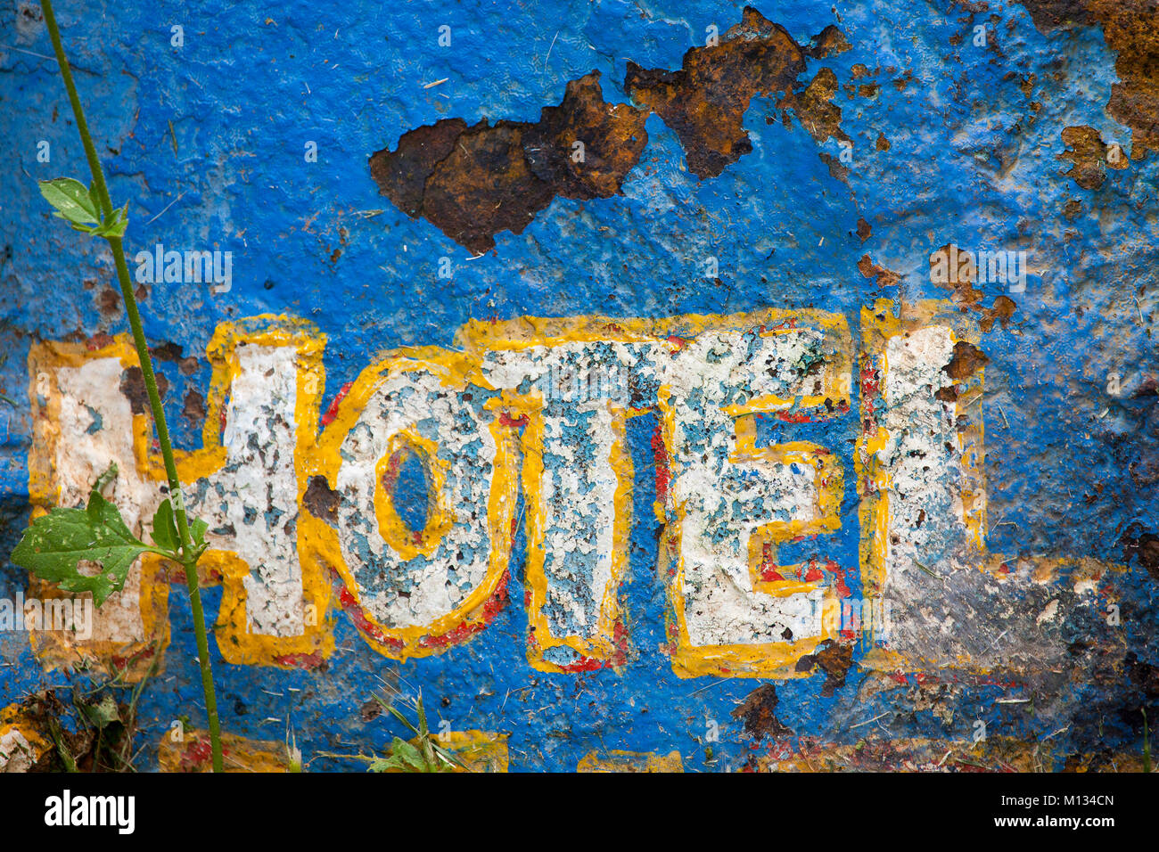 The word Hotel painted onto a rock Stock Photo - Alamy