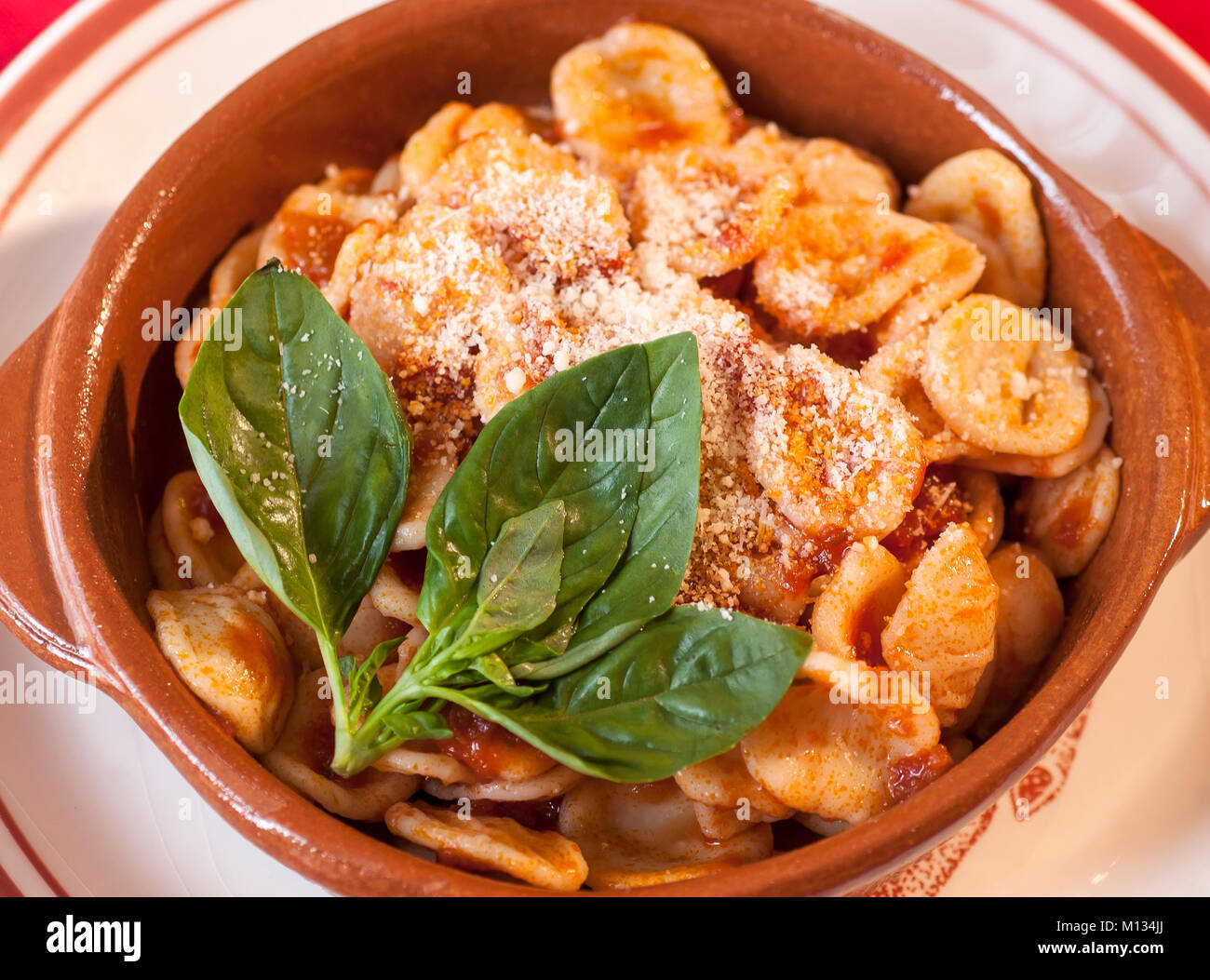 Italy Apulia Orecchiette pasta With Tomato Sauce Stock Photo - Alamy