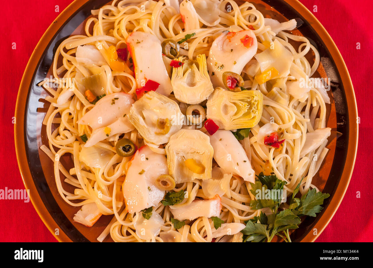 Italy Tagliolini pasta with crabmeat Stock Photo - Alamy