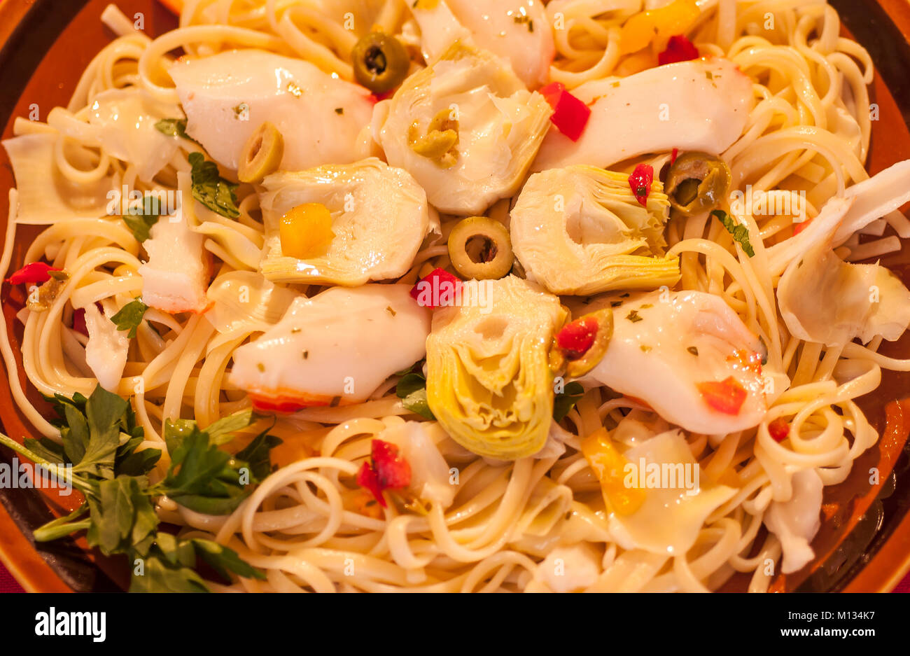 Italy Tagliolini pasta with crabmeat Stock Photo - Alamy