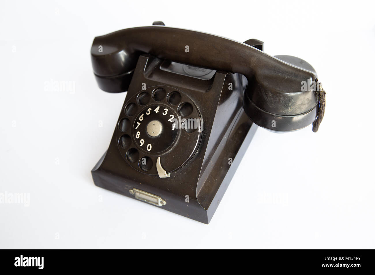 Vintage rotary dial telephone isolated on white background Stock Photo ...