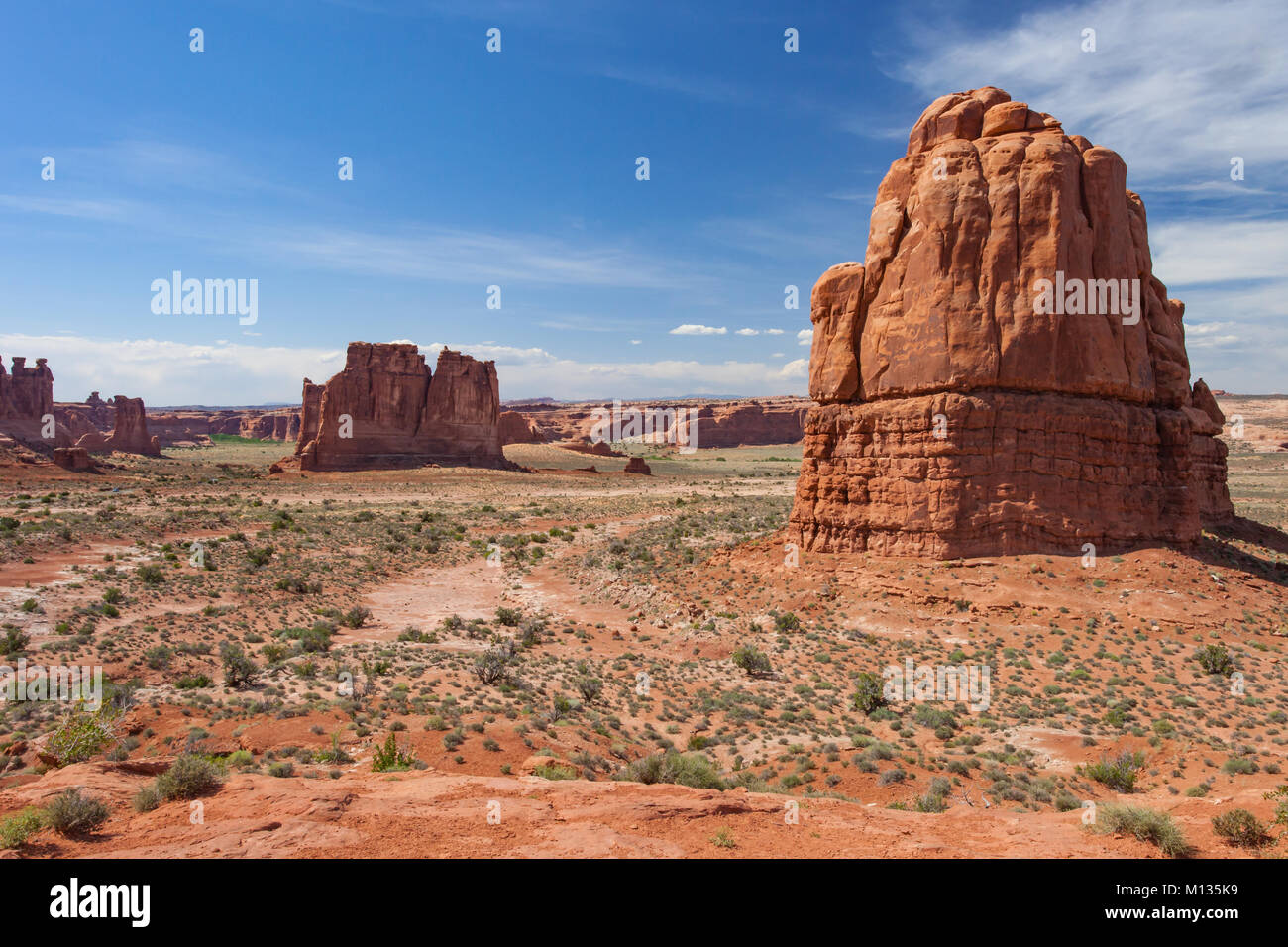 Buttes and spires in Arches National Park, Utah Stock Photo - Alamy