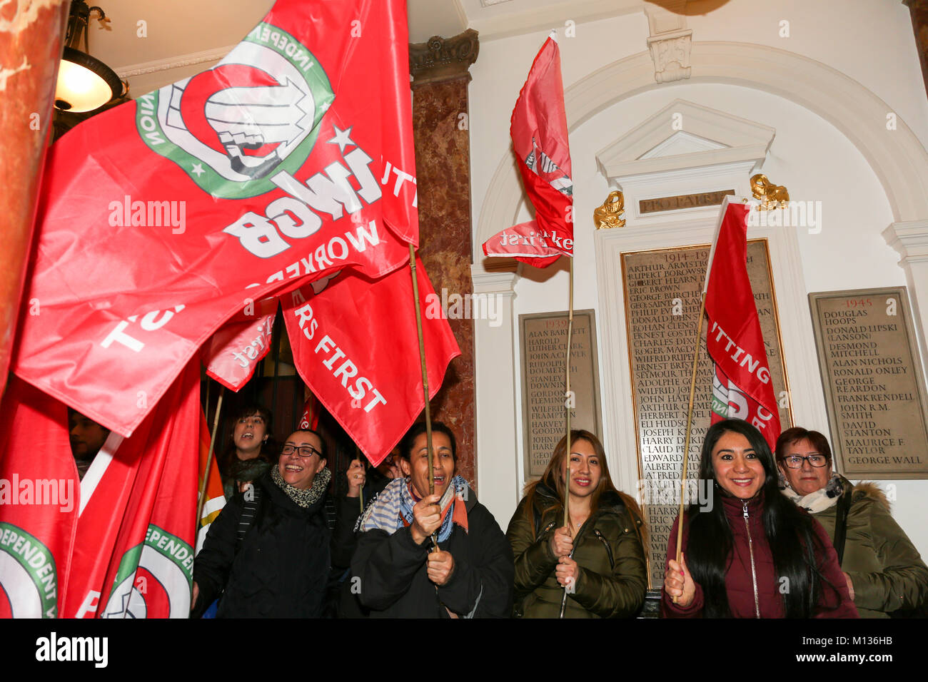 London, UK. 25th Jan, 2018. A group of IWGB (Independent Workers Union ...