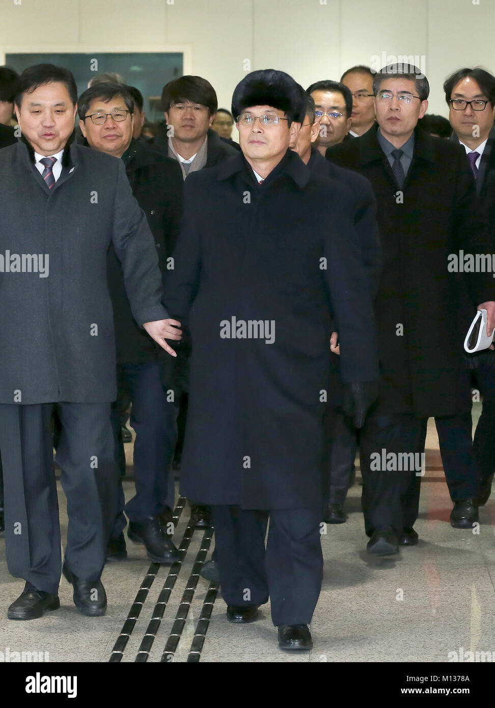 Yun Yong-Bok, Jan 25, 2018 : Yun Yong-Bok (C), deputy director general ...