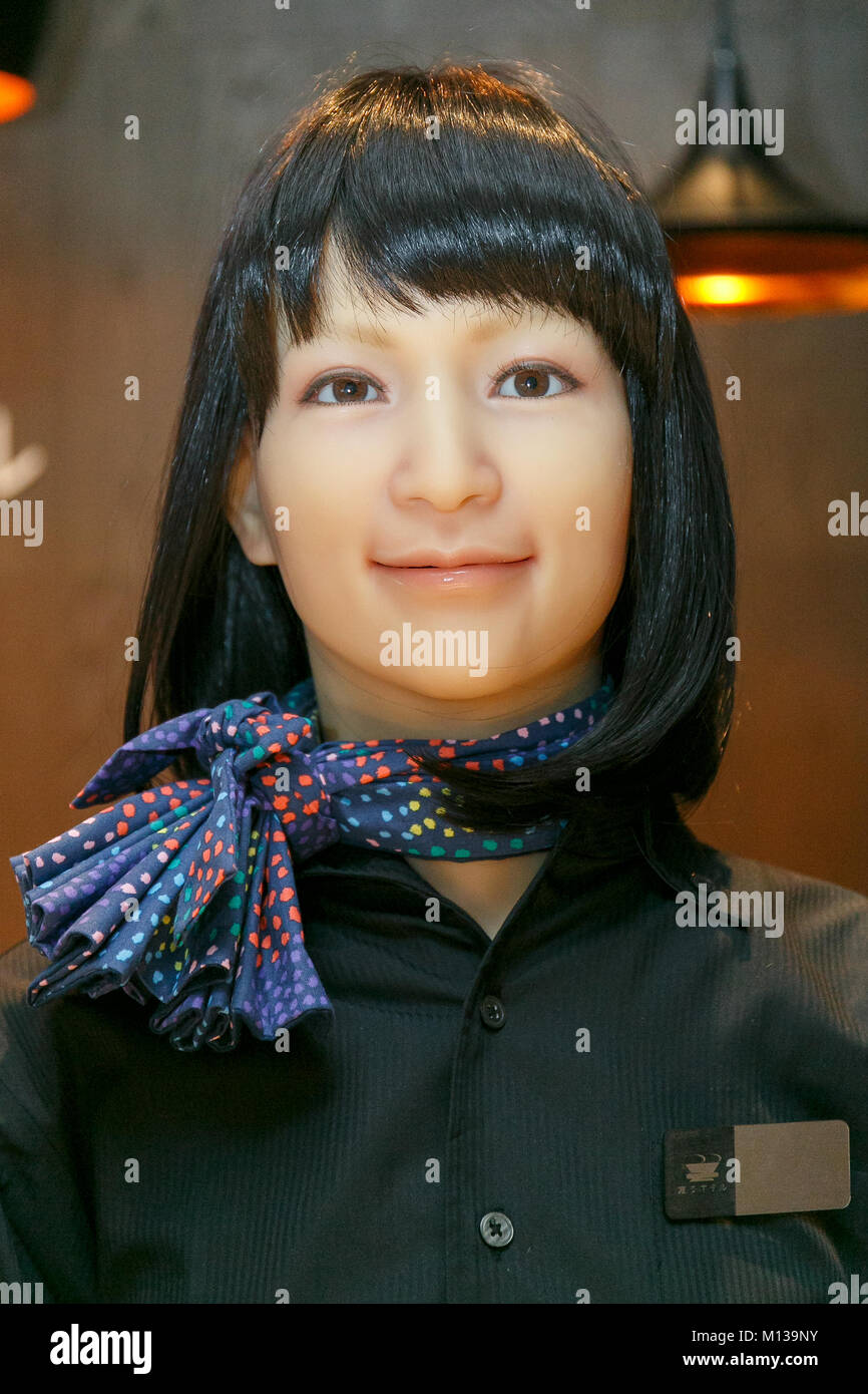 Tokyo, Japan. 26th January, 2018. A humanoid robot debuted working at ...