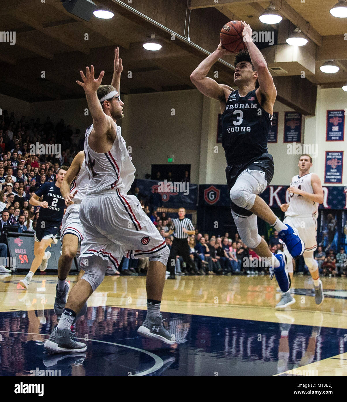 Jan 25, 2018 Moraga, CA U.S.A. Brigham Young guard Elijah Bryant (3 ...
