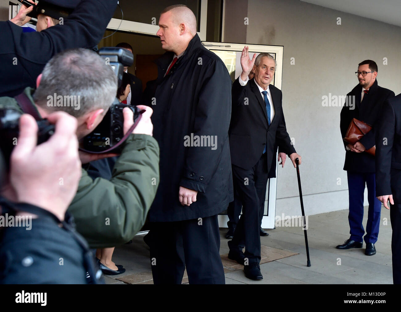Prague, Czech Republic. 26th Jan, 2018. Milos Zeman (centre ...