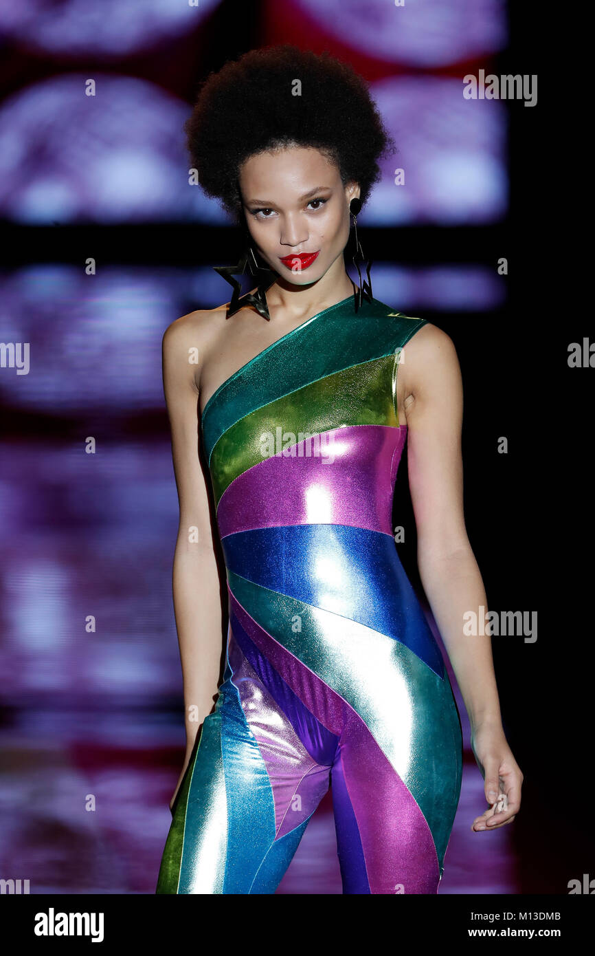 Madrid, Spain. 26th January, 2018. Model wears at collection runway a ...