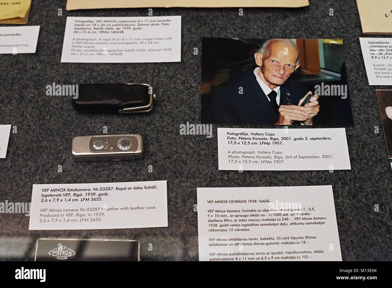 A Minox subminiature camera and a photograph of its inventor Walter ...