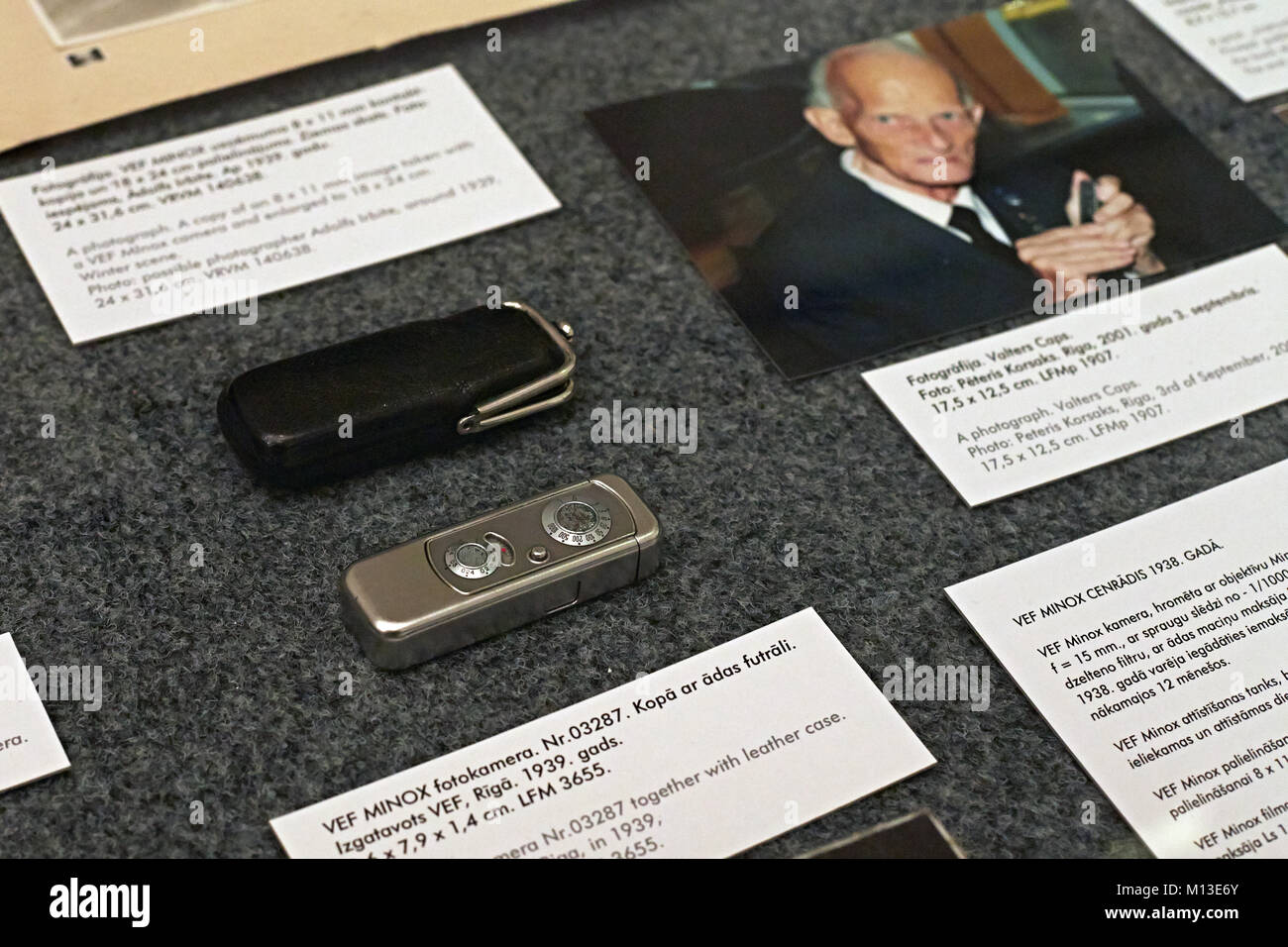 A Minox subminiature camera and a photograph of its inventor Walter ...