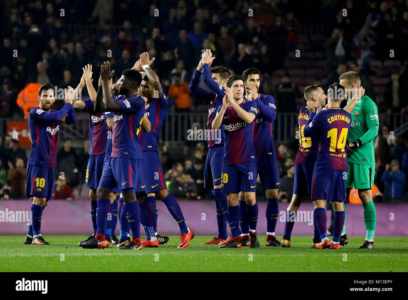 Camp Nou, Barcelona, Spain. 25th January, 2018. Fc Barcelona players ...