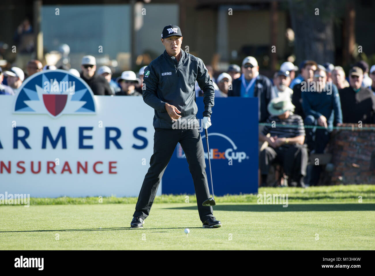 San Diego, USA. 25th Jan, 2018. James Hahn on 1st tee box during ...