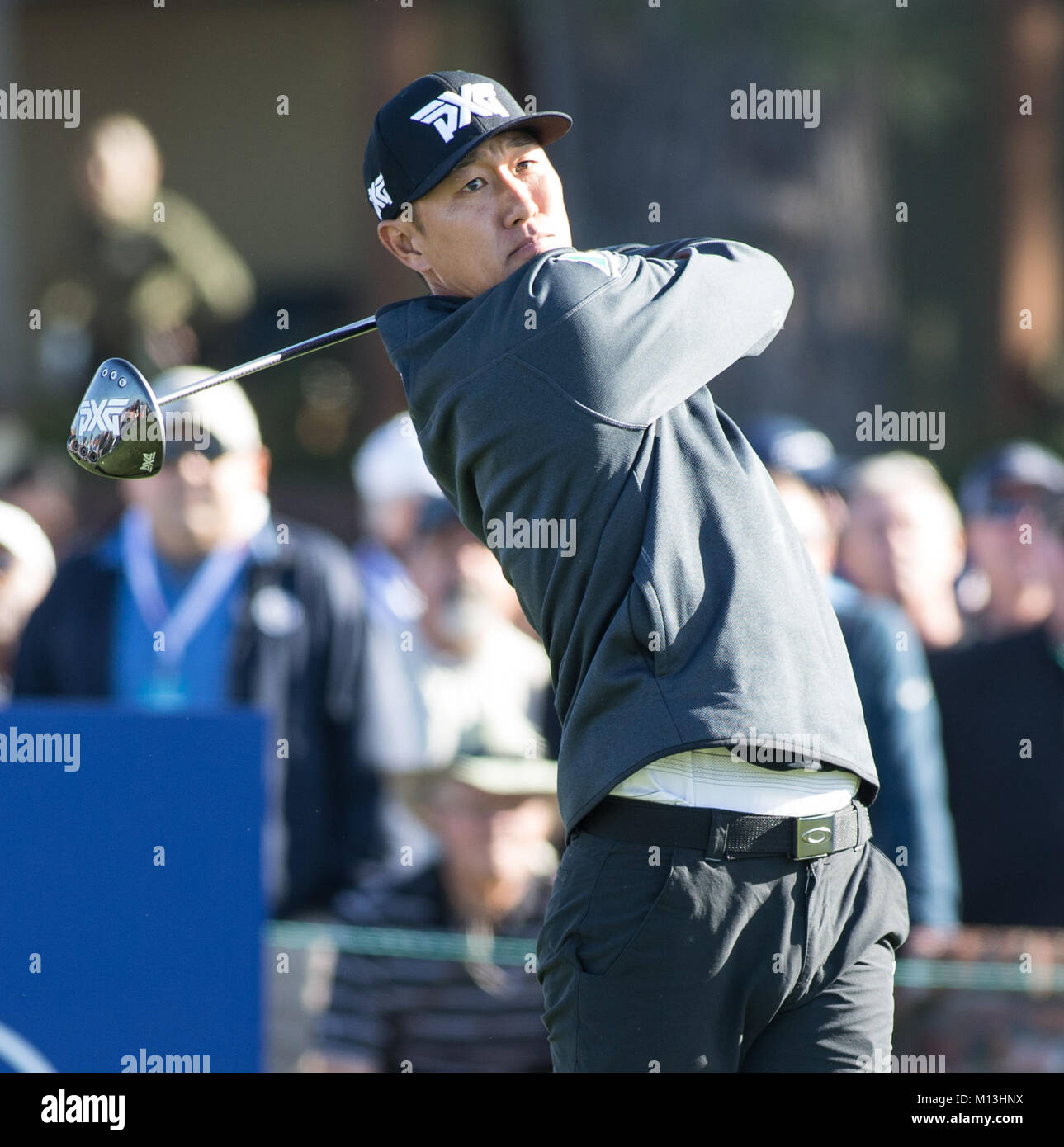 San Diego, USA. 25th Jan, 2018. James Hahn on 1st tee box during ...