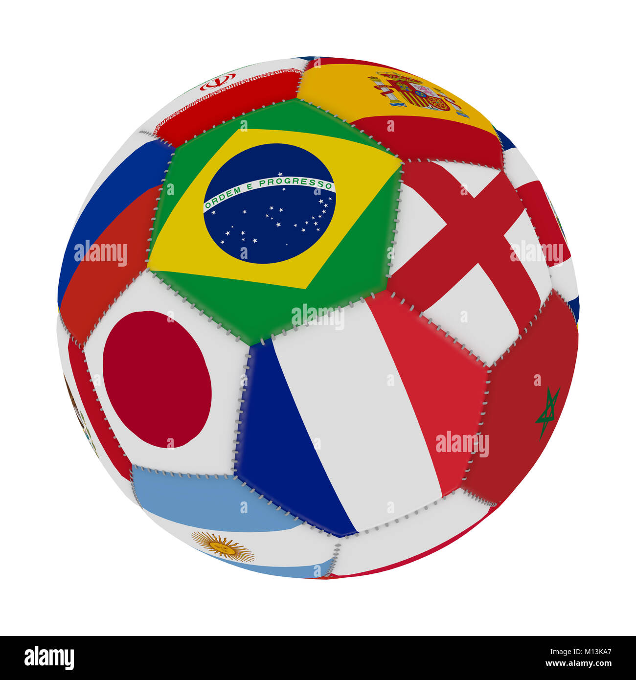 Soccer ball with the color of the flags of the countries participating ...