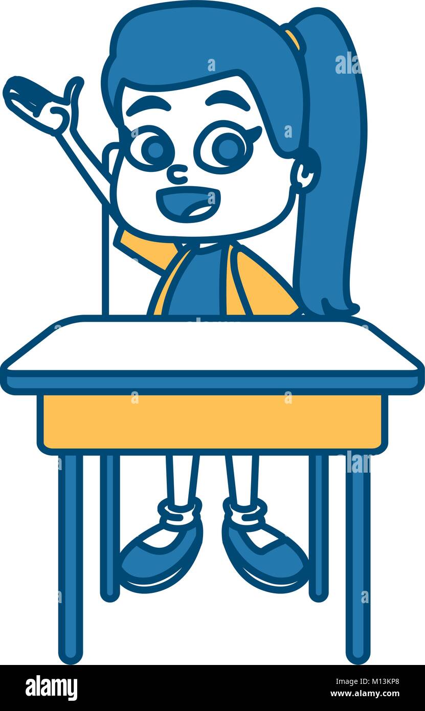School girl on desk cartoon Stock Vector Image & Art - Alamy