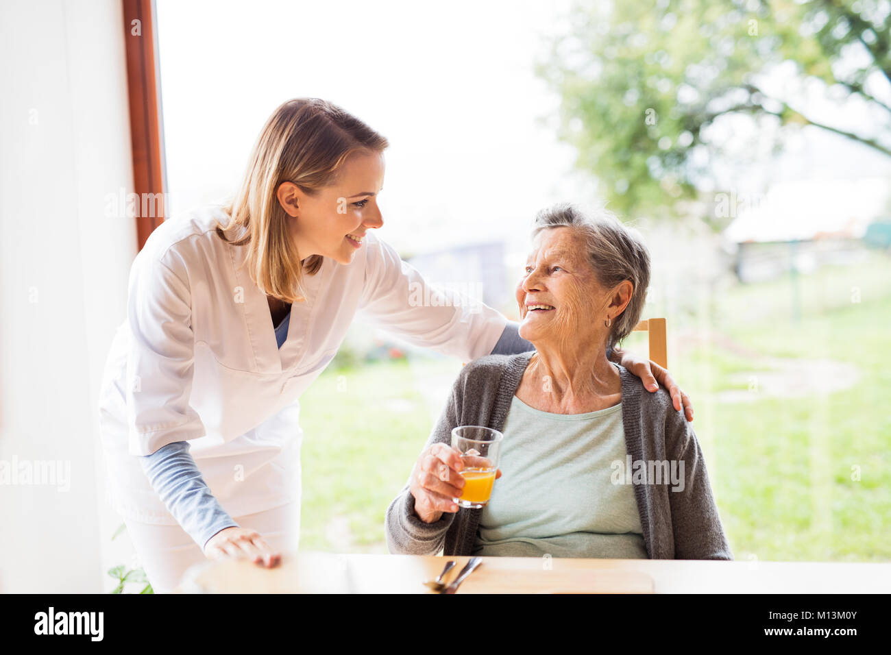 Care old age home visit hi-res stock photography and images - Alamy