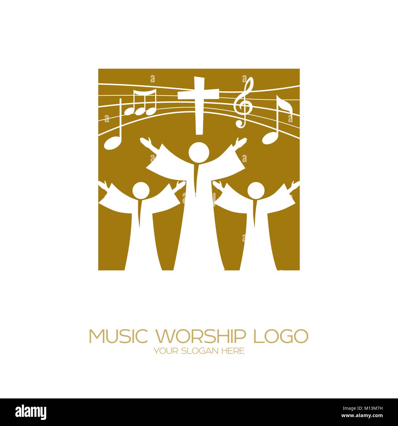 Music logo. Christian symbols. Believers in Jesus sing a song of ...