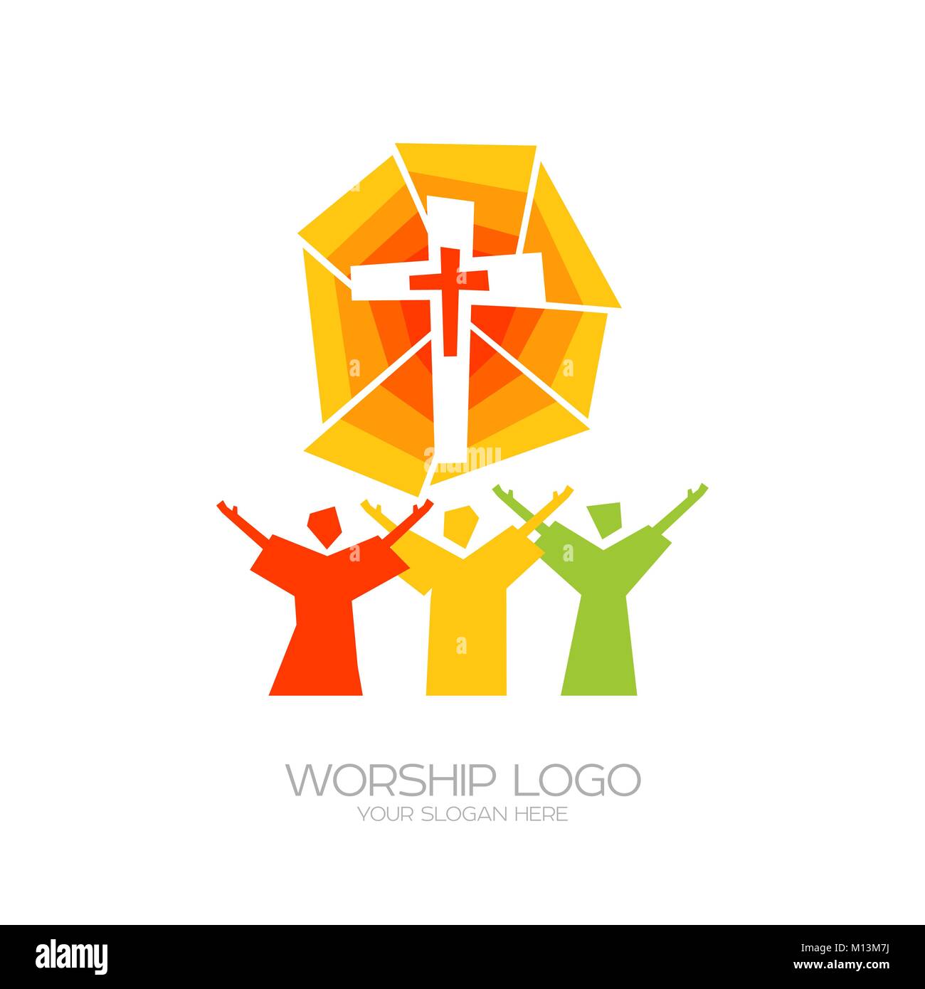 Music logo. Christian symbols. Believers in Jesus sing a song of ...