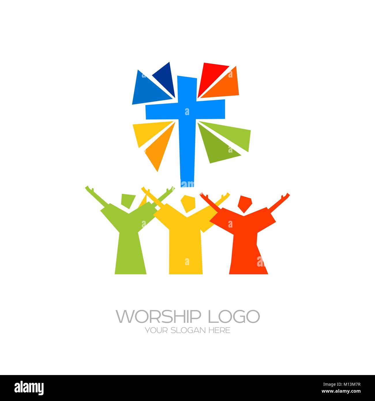 Music logo. Christian symbols. Believers in Jesus sing a song of ...