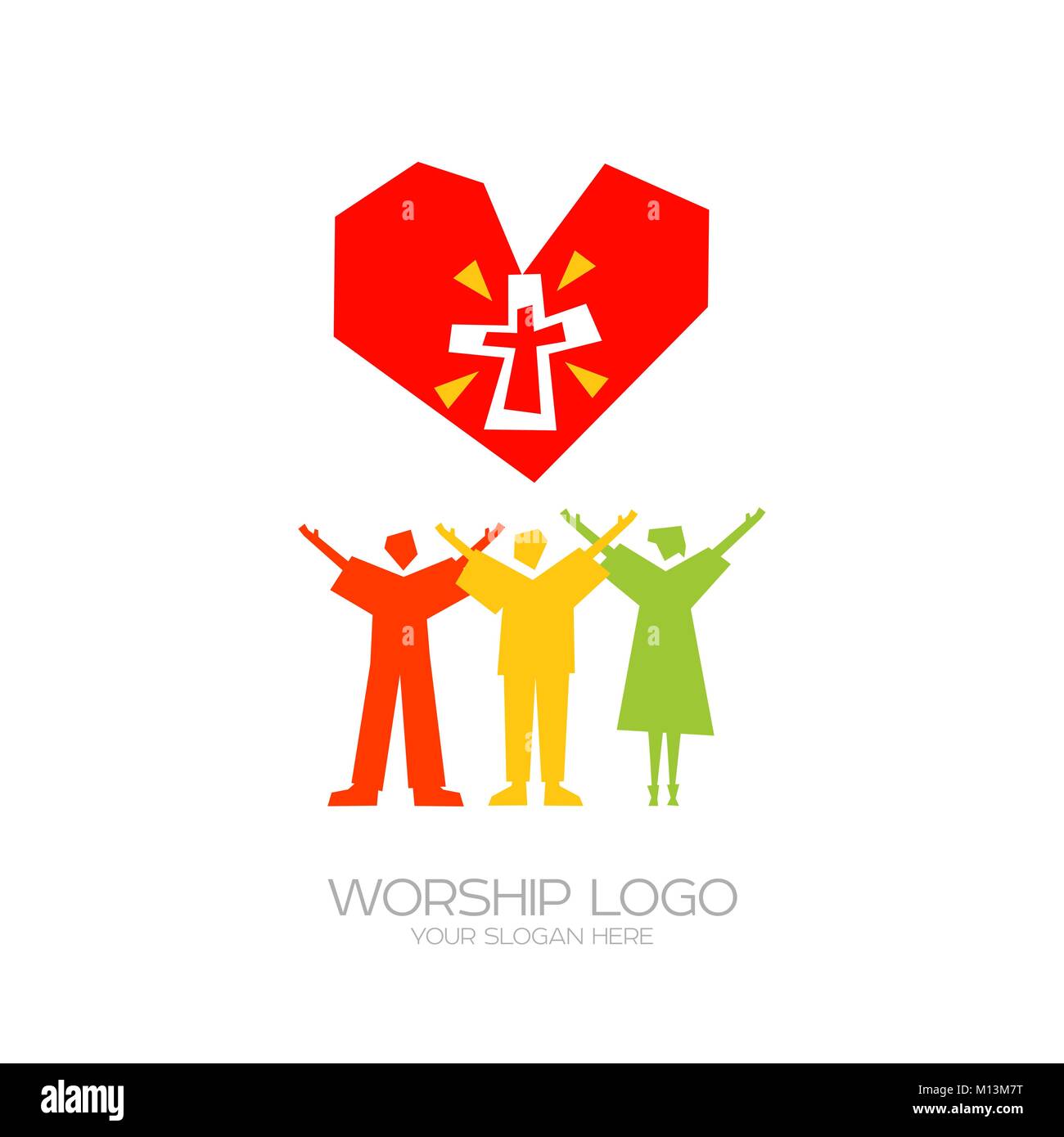 Music logo. Christian symbols. Believers in Jesus sing a song of ...