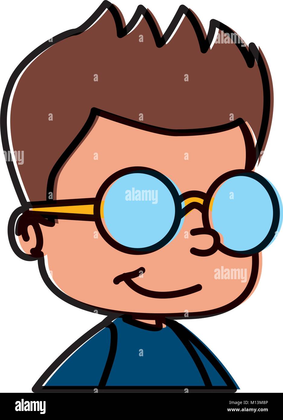 School boy with glasses cartoon Stock Vector Image & Art - Alamy