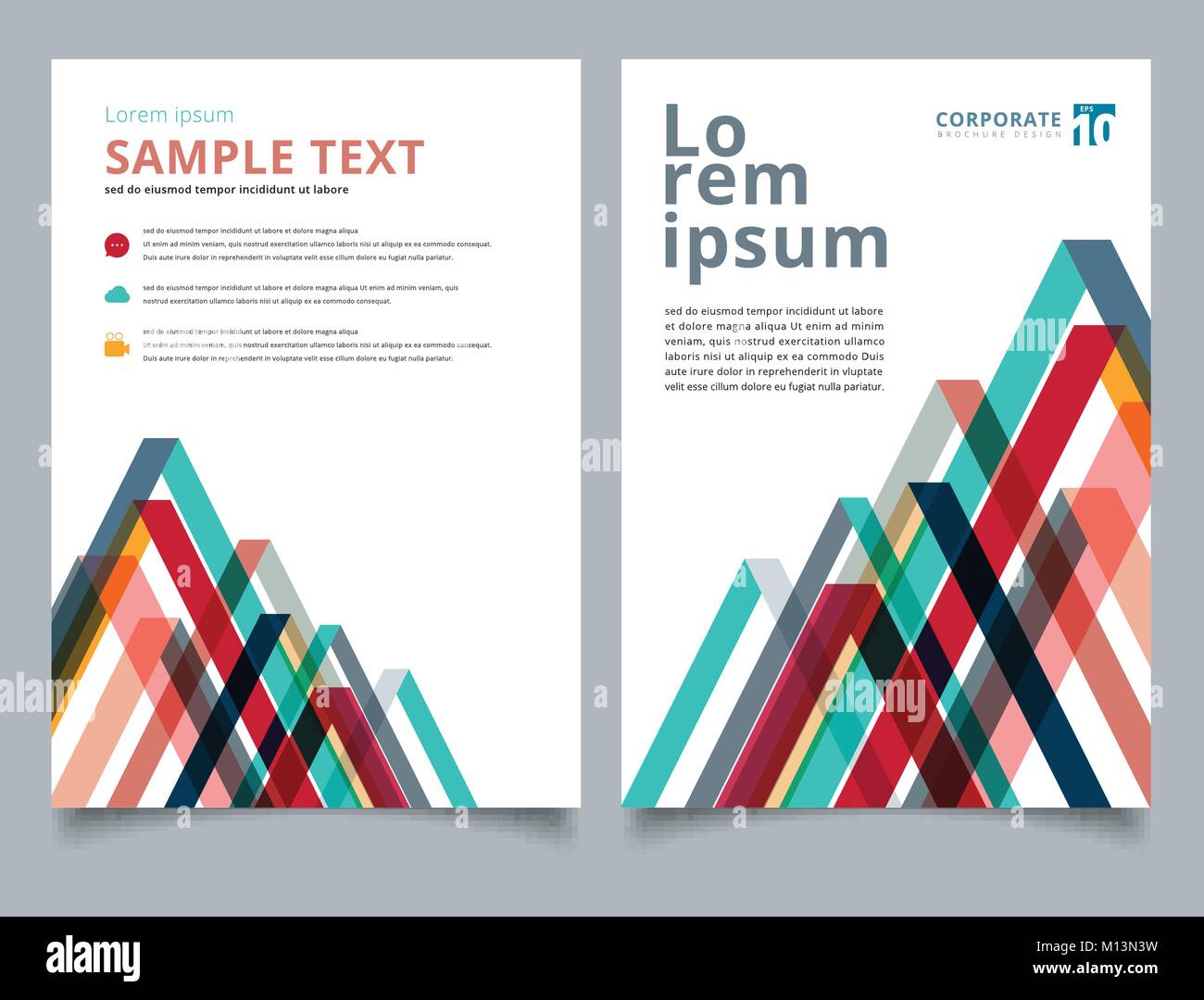 Brochure layout design template geometric lines colorful overlap ...