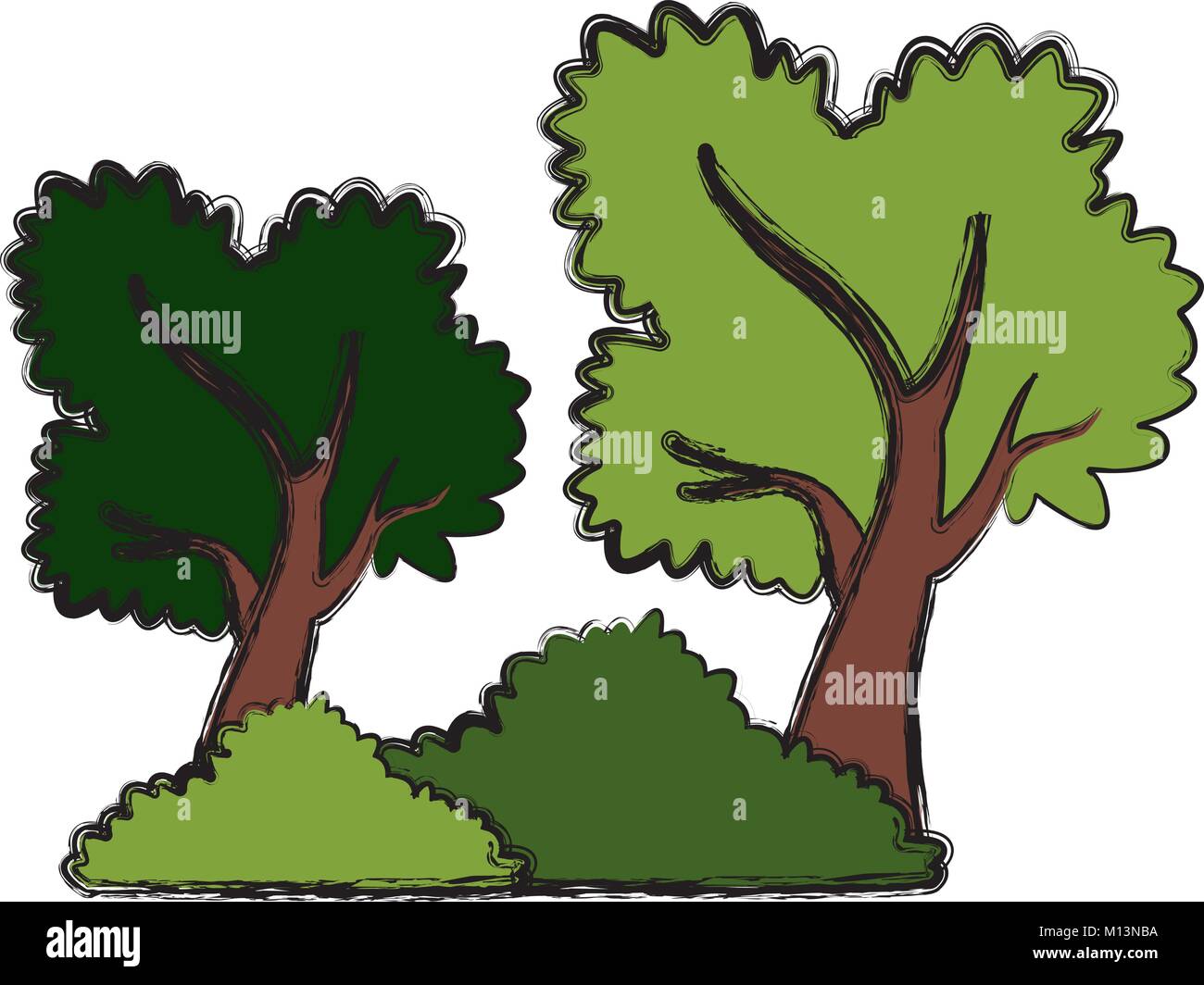 Tree and bushes cartoon Stock Vector Image & Art - Alamy