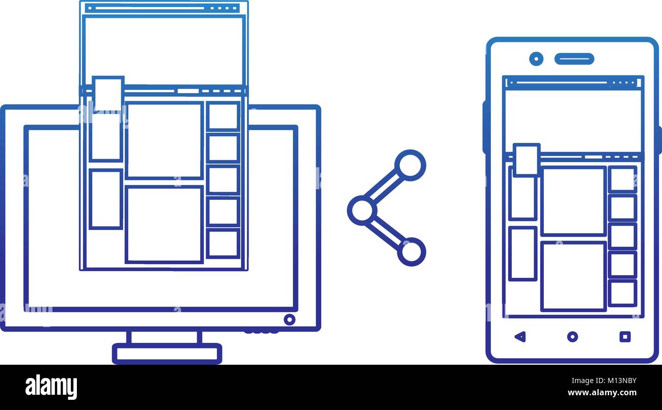 Computer and smartphone of device gadget and technology theme Isolated ...