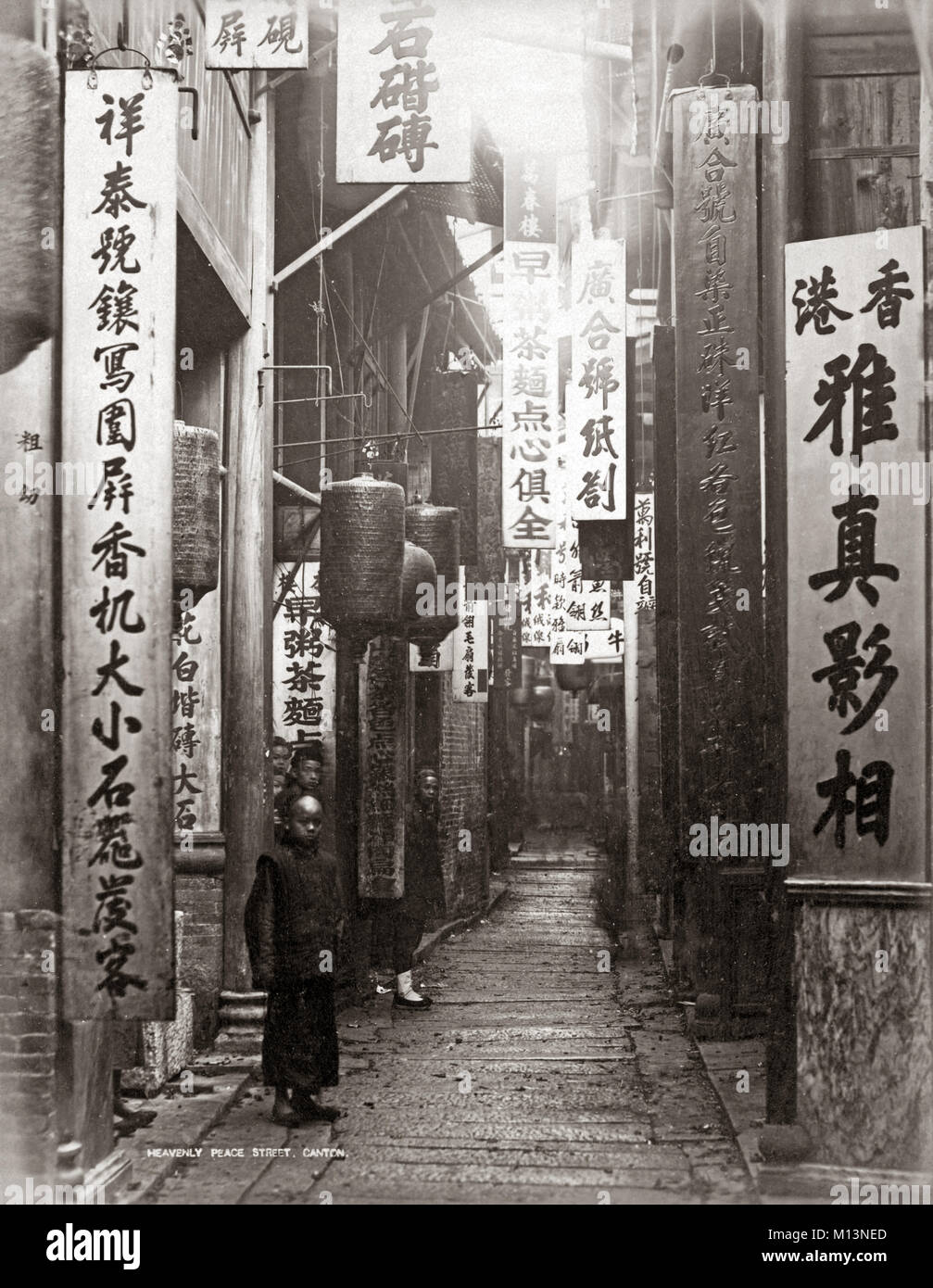'Heavenly Peace' Street Canton (Guangzhou) China, c.1890's Stock Photo ...